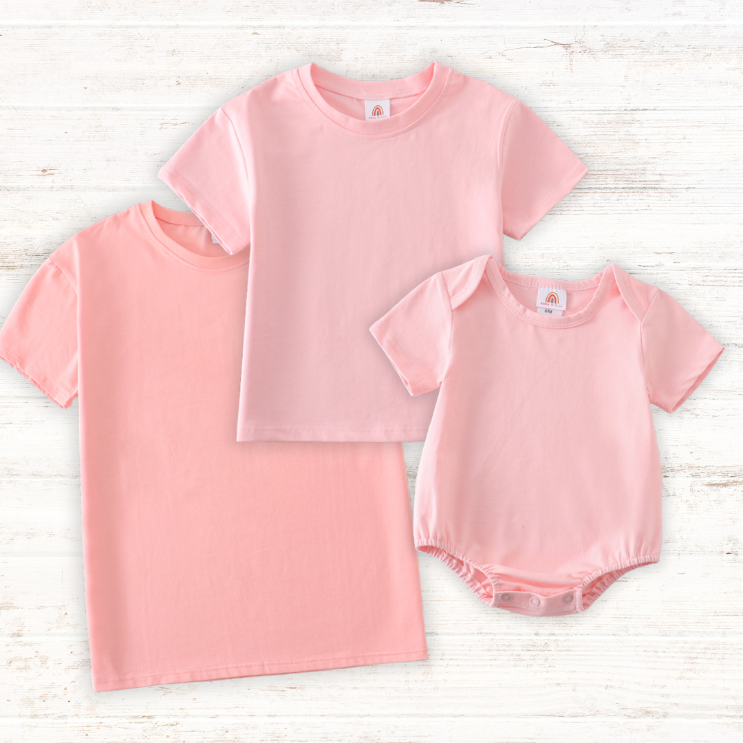 Pink blank basic t-shirt Adult Kids and baby bubble – Honeydew USA