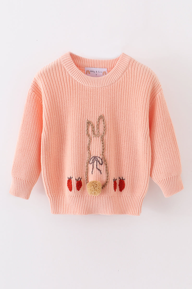 Coral hand-embroidery bunny pullover sweater – Honeydew USA