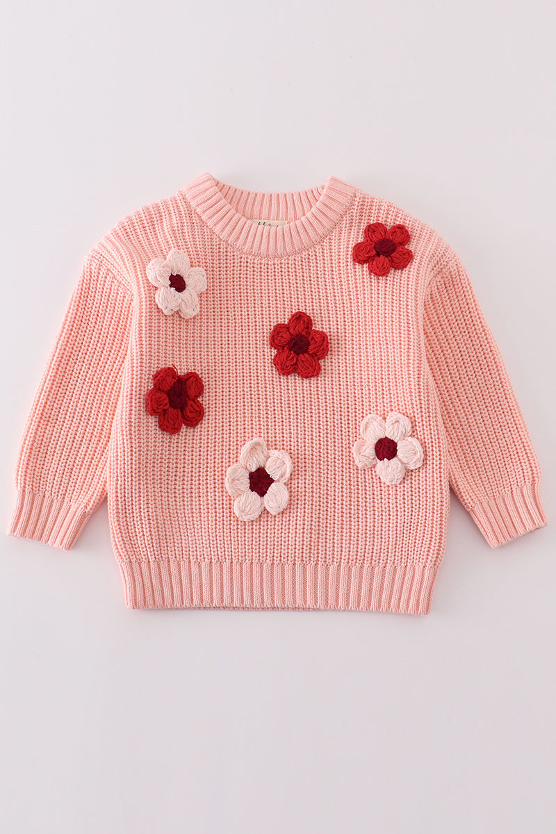 Pink floral hand-embroidery jumper sweater – Honeydew USA