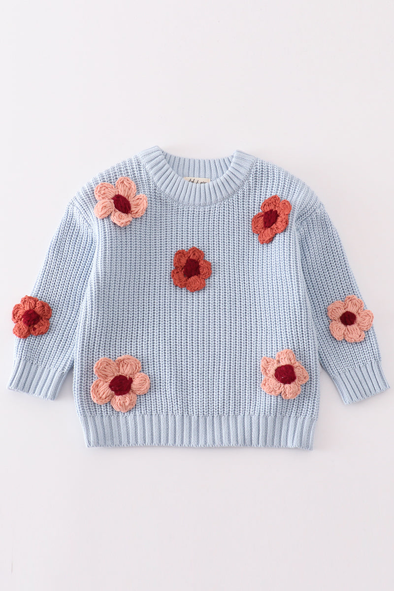 Blue floral hand-embroidery jumper sweater – Honeydew USA