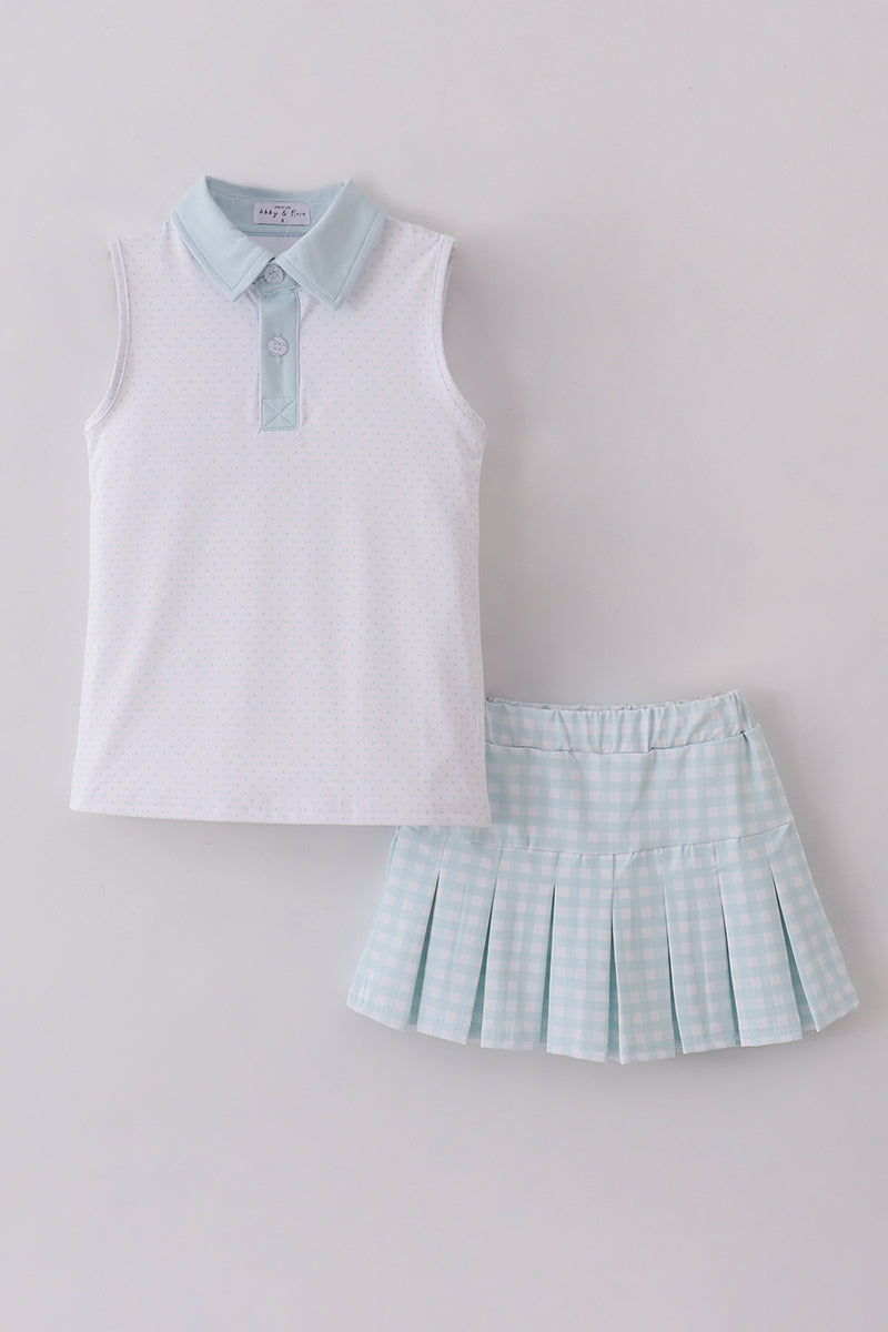 Blue active gingham skorts set – Honeydew USA