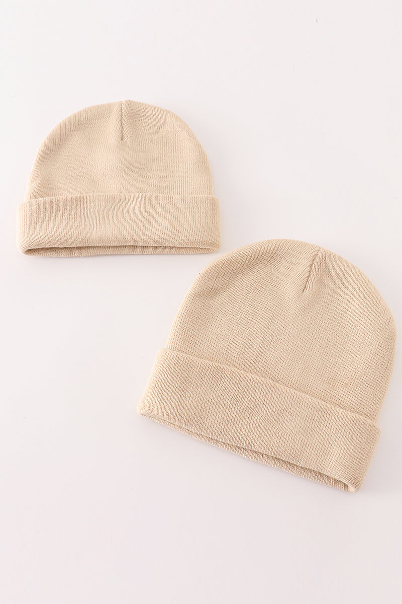 Beige ribbed basic knit beanie – Honeydew USA