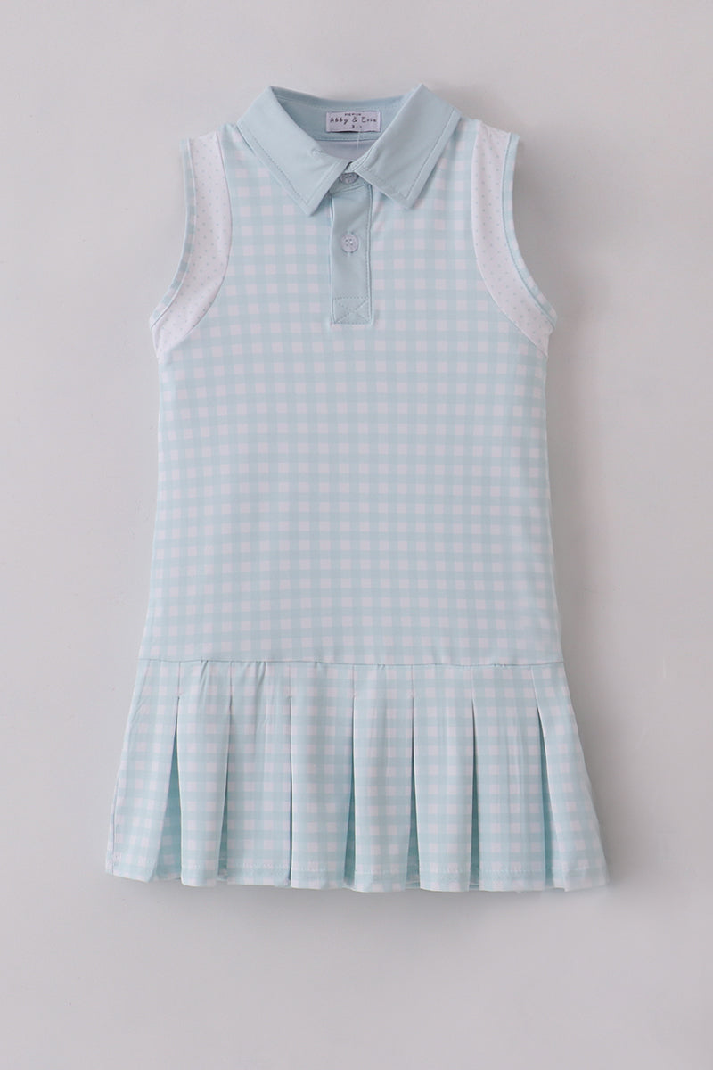 Blue active gingham shorts dress set – Honeydew USA