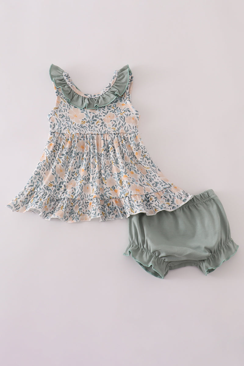 Fall floral print ruffle bloomer set – Honeydew USA