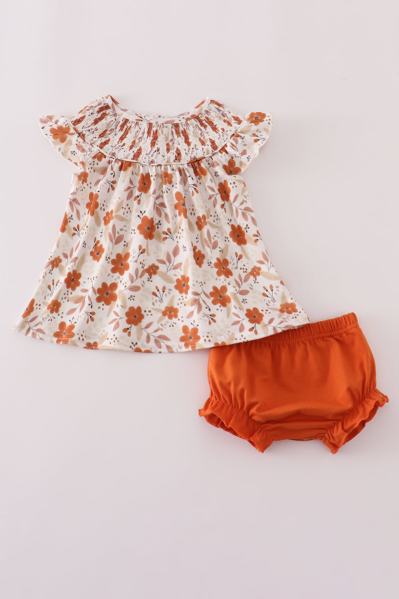 Fall floral print smocked bloomer set – Honeydew USA