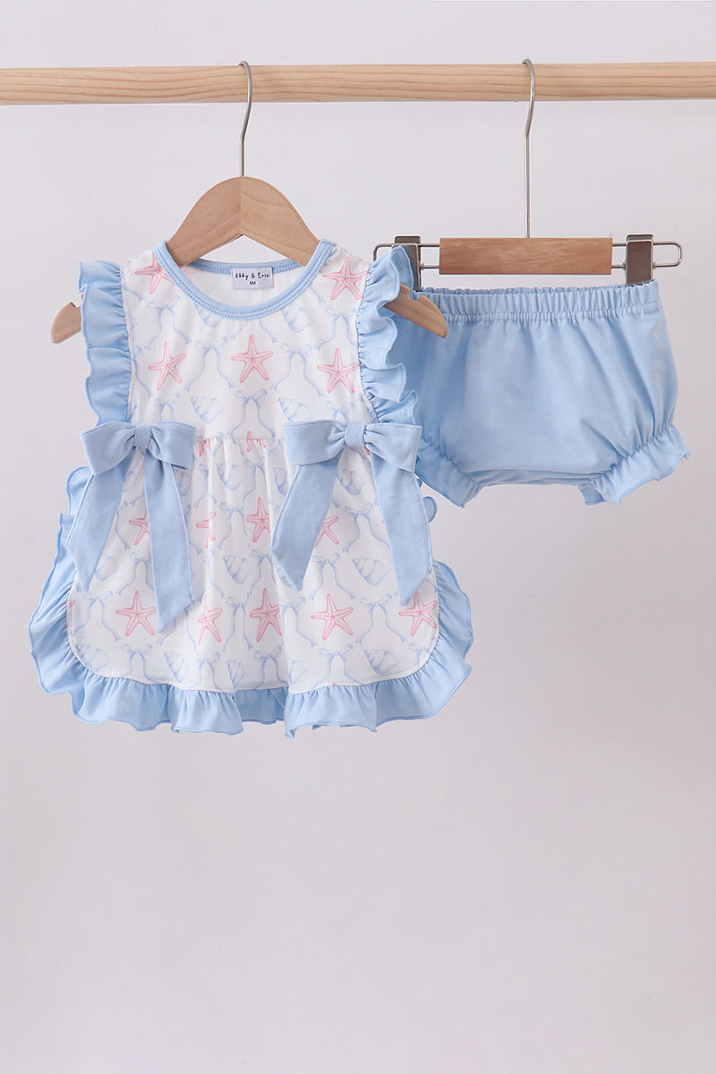 Blue starfish shell ruffle bloomer set – Honeydew USA