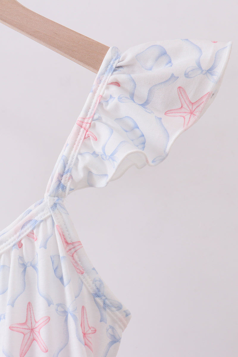 Blue starfish shell tiered women dress – Honeydew USA